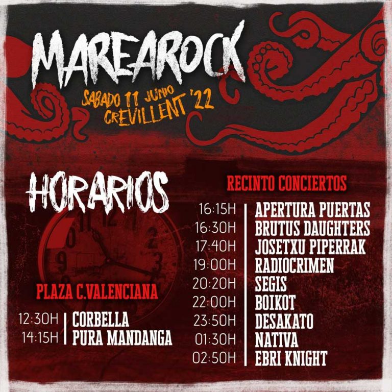 Ya conocemos los horarios del Marearock Fest - Crevillente 2022 - Rock Culture